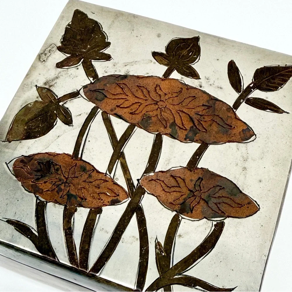 Unbranded | Art | Vintage 4 Square Solid Brass Trinket Box Mixed Metal ...